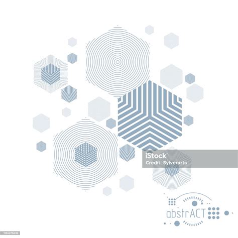 엔지니어링 기술 벡터 벽지 육각형 원 및 라인으로 만든 현대 기하학적 구성은 템플릿과 레이아웃으로 사용할 수 있습니다 추상적인 기술 배경입니다 육각형에 대한 스톡 벡터 아트