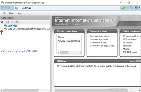 how to configure default site in iis server 2019 computingforgeeks