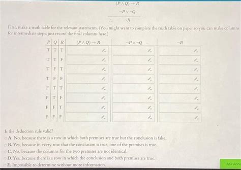 solved ∴ p∧q →r→p∨−q−r fint make a truth table for the