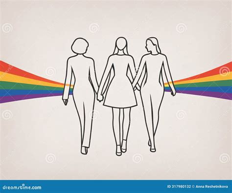 Illustration Of A Polygamous Same Sex Relationship Three Women AI Generated Stock