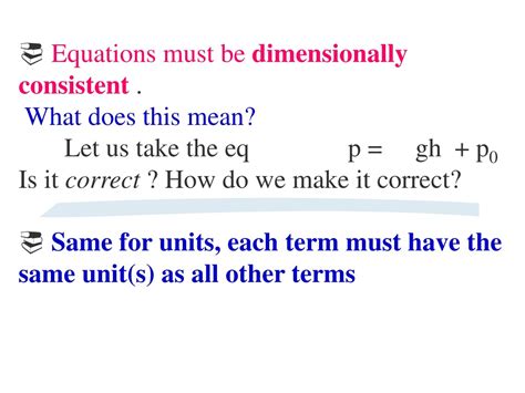 Ppt Dimensional Consistency In Equations Understanding Units And