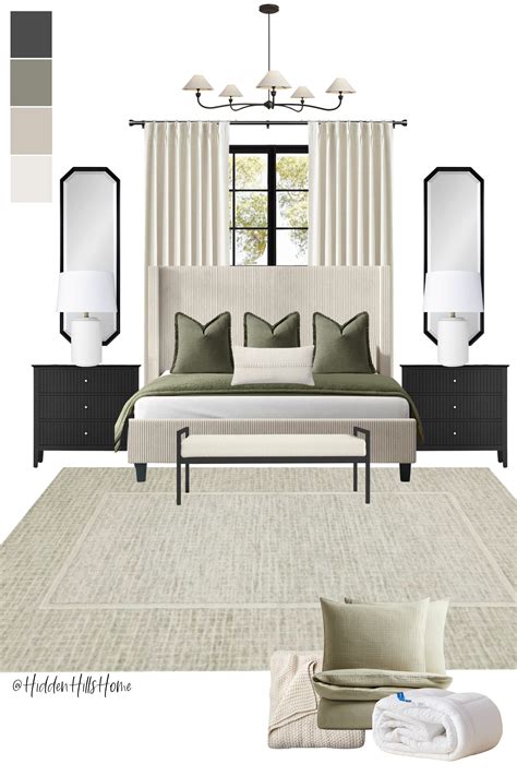 Modern Bedroom With Olive Green Accents Modern Bedroom Modern Guest