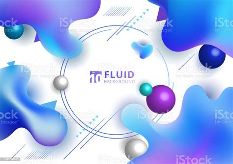 기하학적 요소와 흰색 배경에 추상 유체 파란색 그라데이션 색상 불규칙한 모양입니다 0명에 대한 스톡 벡터 아트 및 기타 이미지 0명 3차원 형태 가리기 Istock