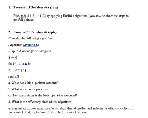 Solved 1 Exercise 11 Problem 6a 3pts Find Ged31415