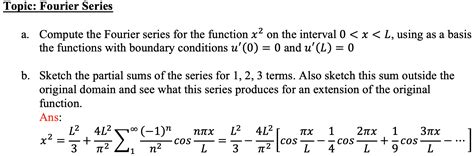 Solved Topic Fourier Series A Compute The Fourier Series