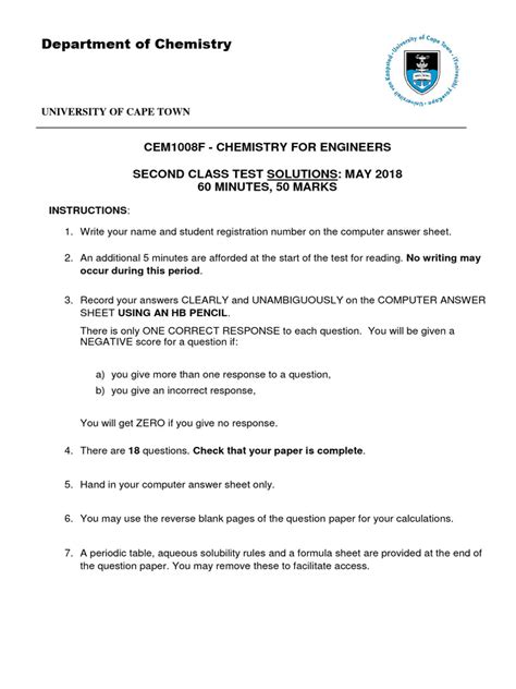 Cem1008f Class Test 2 2018 Full Solutions Download Free Pdf