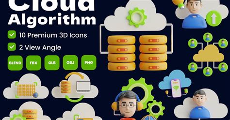 cloud algorithm 3d icon objects ft 3d and algorithm envato
