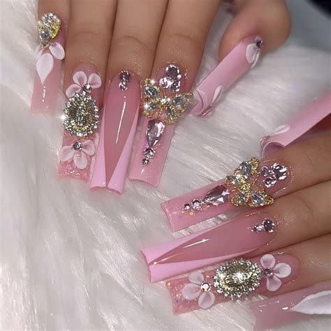 Foccna Long Press On Nails Square French Fake Nails Full