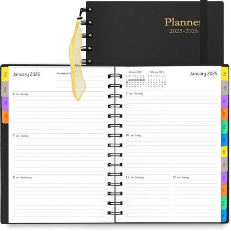 Daily Planner 2025 2026 18 Month Planner With Tabs Calendar Yearly Monthly Weekly Spiral Time
