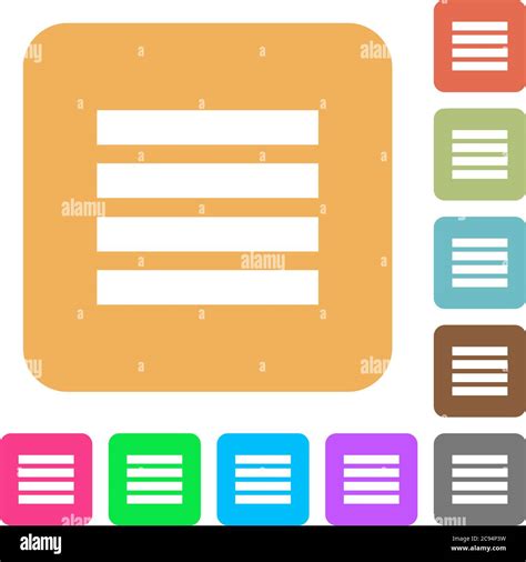 Text Align Justify Flat Icons On Rounded Square Vivid Color Backgrounds