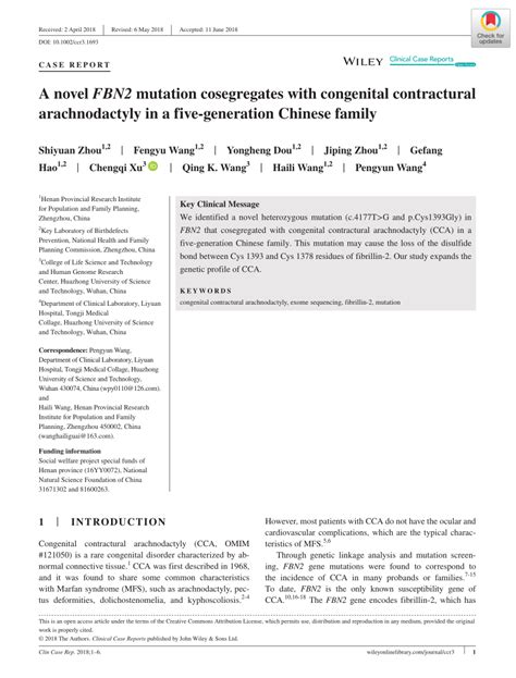 Pdf A Novel Fbn2 Mutation Cosegregates With Congenital Contractural