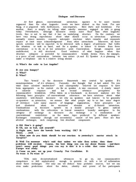 dialogue and discourse pdf verb subject grammar