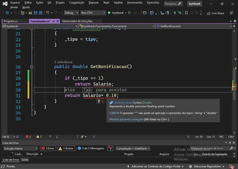 Erro Cs0019 C Parte 3 Entendendo Herança E Interface Alura