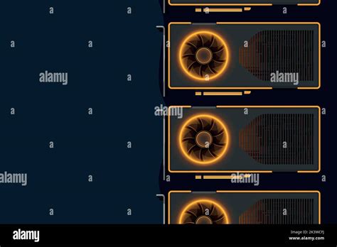 Gpu Rig With Orange Light On Blue Stock Vector Image Art Alamy