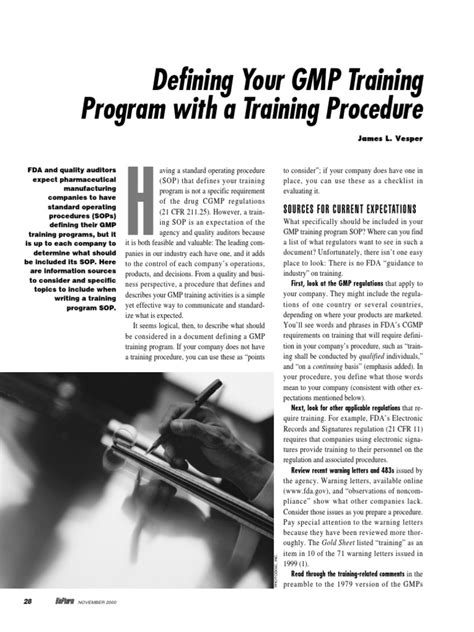 Defining Your Gmp Training Program Quality Assurance Healthcare Industry