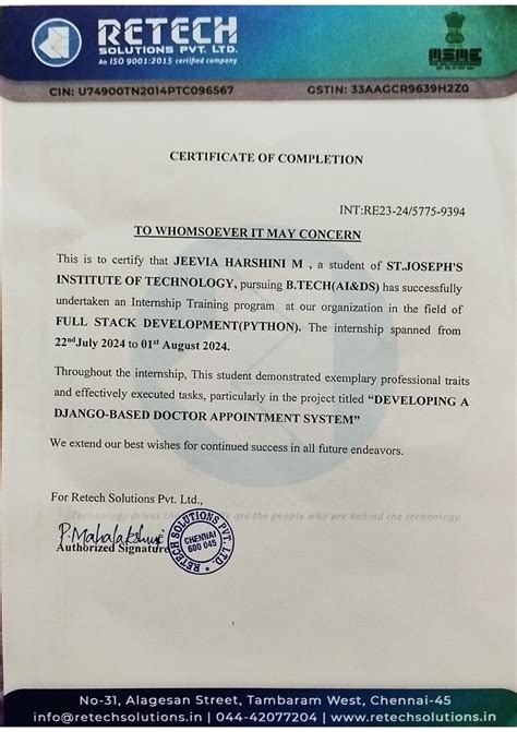 Jeevia Harshini M On Linkedin Retech Fullstackdevelopment Python