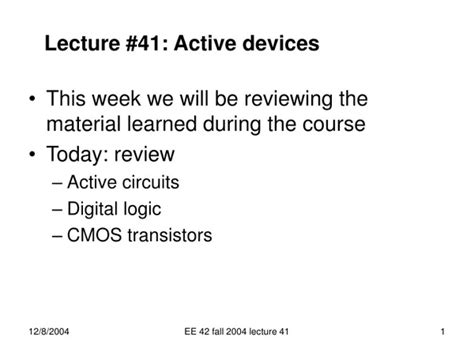 Ppt Lecture 41 Active Devices Powerpoint Presentation Free