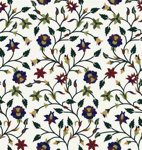 Mughal Floral Seamless Pattern Beautiful Mughal Flower Motif With