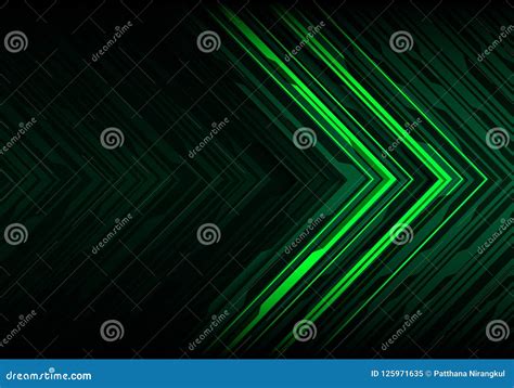 Abstract Green Light Black Line Arrow Polygon Futuristic Direction Design Modern Technology
