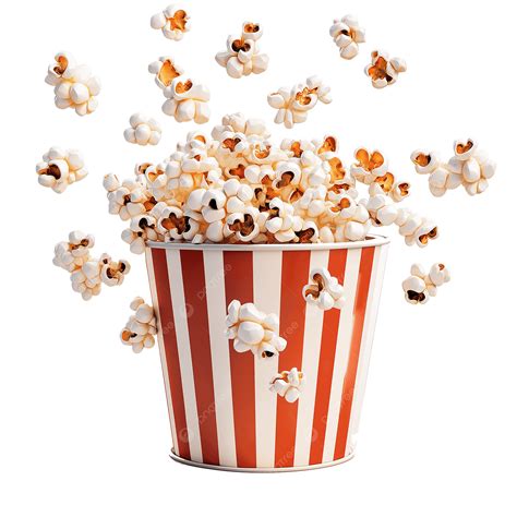3d Rendered Popcorn In Striped Bucket Popcorn Bucket Clipart Striped