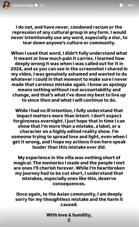 Cierra Ortega Apologizes For Slur Delves Into Love Island Exit