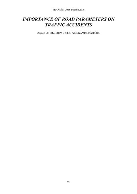 Pdf Importance Of Road Parameters On Traffic Accidents