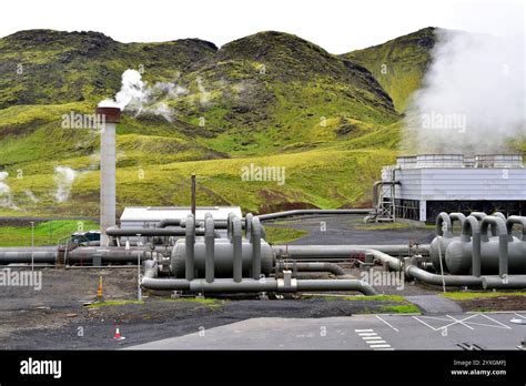 Hellisheidi Geothermal Power Plant Near Hengill Volcano Iceland Stock