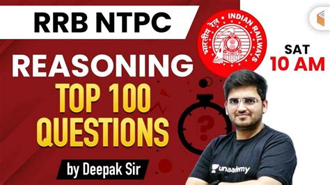RRB NTPC Reasoning Top Questions By Deepak Tirthyani YouTube