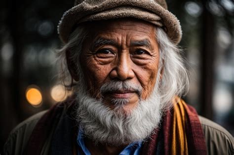 Premium Ai Image Closeup Of Wise Elderly Man Reflective And Aged