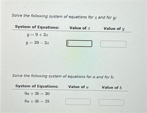 Solved Solve The Following System Of Equations For Z And Chegg