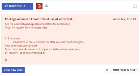 Errors Invalid Use Of Intertext TeX LaTeX Stack Exchange