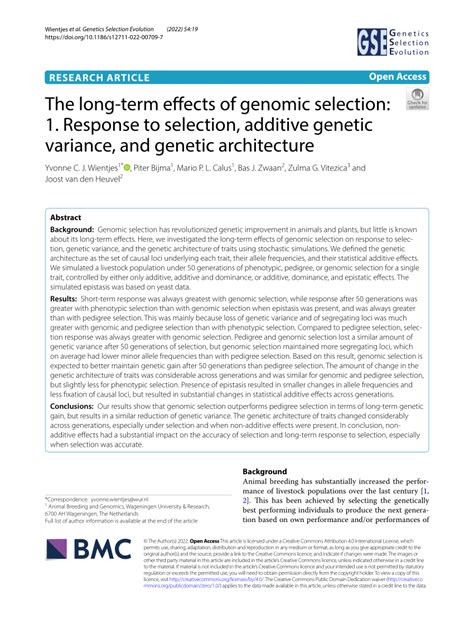 Pdf The Long Term Effects Of Genomic Selection 1 Response To