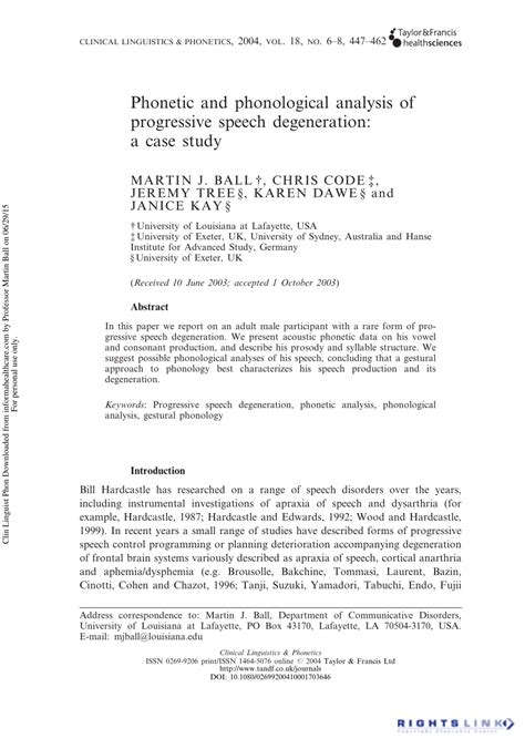 Pdf Phonetic And Phonological Analysis Of Progressive Speech