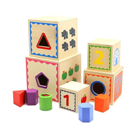 Set 5 Cuburi De Lemn Cu Sortator Montessori Emag Ro