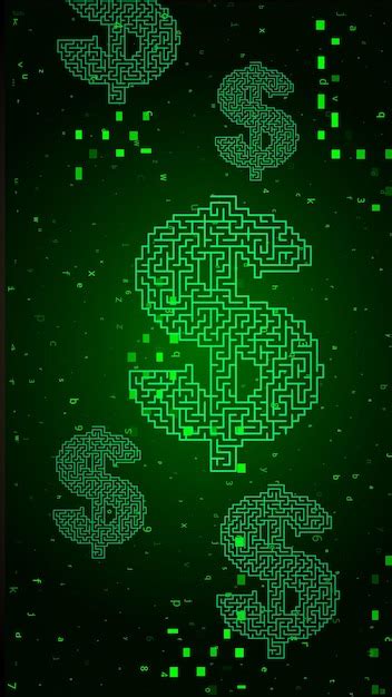 premium vector digital binary code on green background with dollars