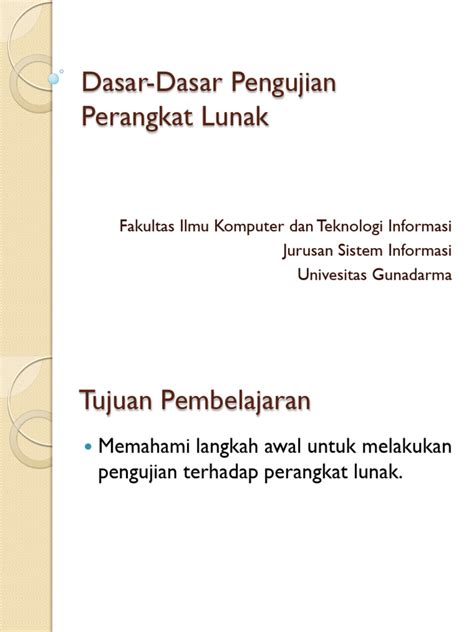 Dasar Dasar Pengujian Perangkat Lunak Pdf
