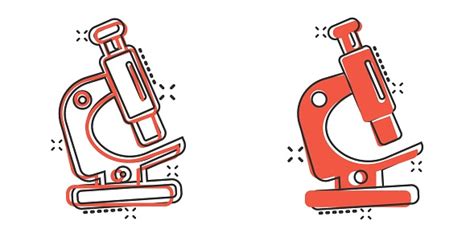 코믹 스타일의 현미경 아이콘 격리 된 배경에 실험실 돋보기 만화 벡터 그림 생물학 악기 스플래시 효과 사인 비즈니스 개념 건강관리와 의술에 대한 스톡 벡터 아트 및 기타