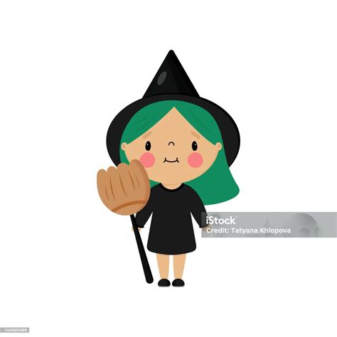 만화 스타일의 귀여운 마녀 흰색 배경에 벡터 일러스트레이션 포스터 초대장 배너 팩에 인쇄 옷 직물 벽지에 인쇄 10월에 대한 스톡 벡터 아트 및 기타 이미지 Istock
