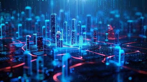 Futuristic Smart City Communicating Data Through Digital Networks Stock Image Image Of