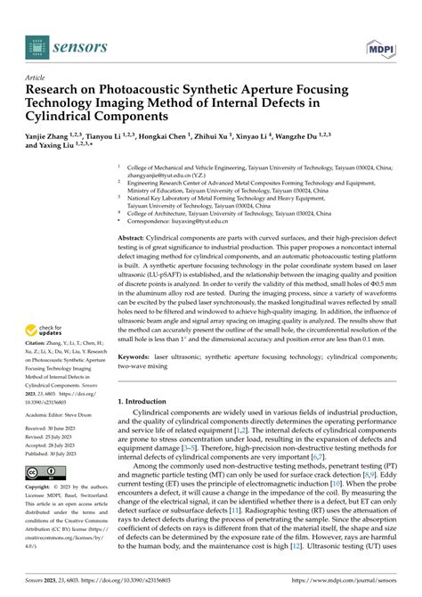 Pdf Research On Photoacoustic Synthetic Aperture Focusing Technology