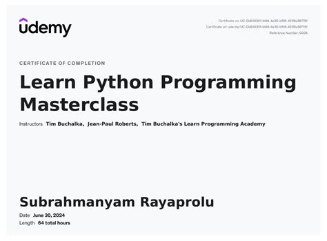 Subrahmanyam Rayaprolu On Linkedin Python Programming Udemy
