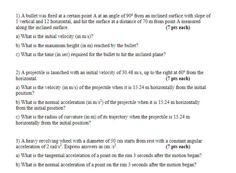 Solved A Bullet Was Fired At A Certain Point A At An Chegg