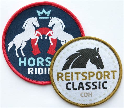 2er Set Reitsport Abzeichen Gewebt 70 60 Mm Pferd Reiten Reit Abzeichen