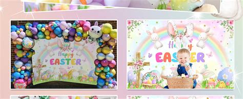 Mocsicka Spring Easter Backdrop Bunny Easter Eggs Party