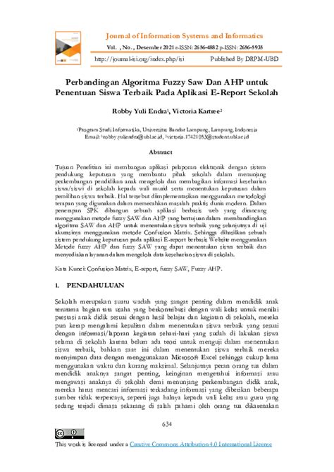 Pdf Perbandingan Algoritma Fuzzy Saw Dan Ahp Untuk Penentuan Siswa Terbaik Pada Aplikasi E