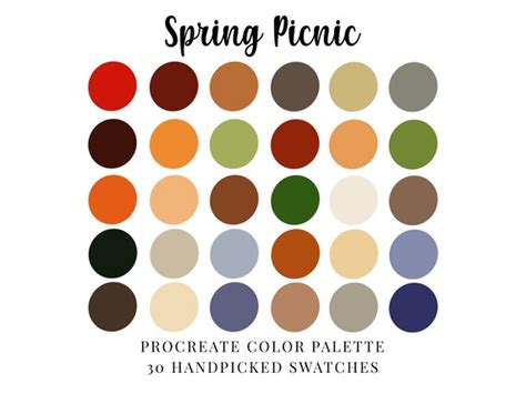 Design And Templates Ipad Procreate Tools Color Swatches Spring Picnic Procreate Color Palette