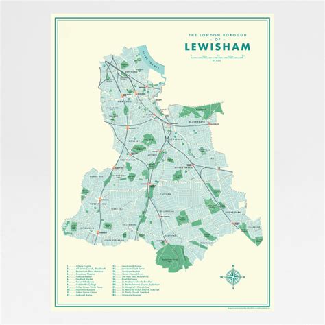 Lewisham Map London Borough Art Print By Mike Hall At Of Cabbages And
