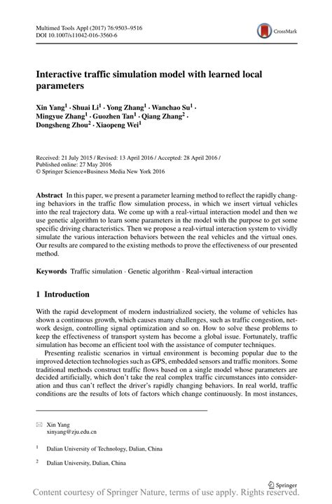 Interactive Traffic Simulation Model With Learned Local Parameters