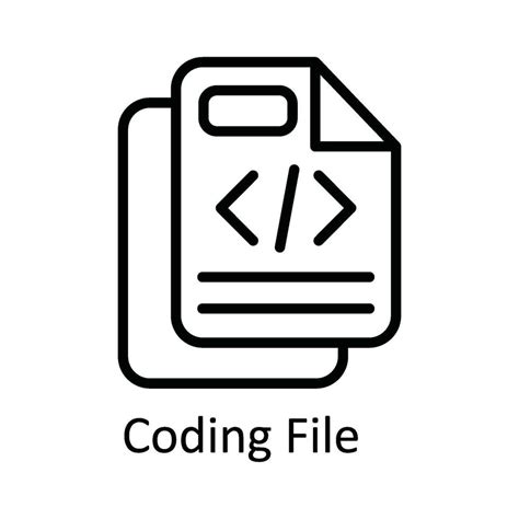 Coding File Vector Outline Icon Design Illustration User Interface Symbol On White Background