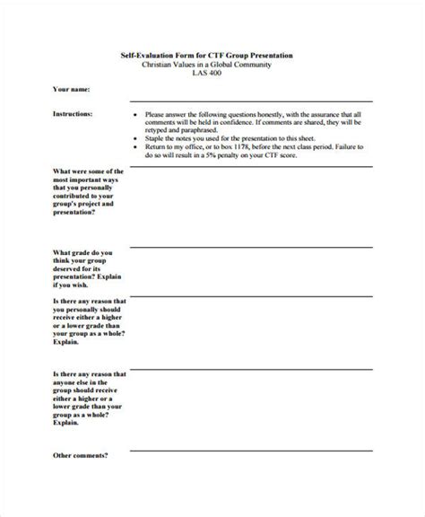 Free 31 Self Evaluation Forms In Pdf Ms Word Excel